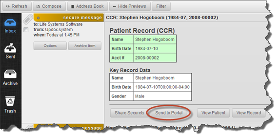 Creating a CCR file to send to the Updox Patient Portal